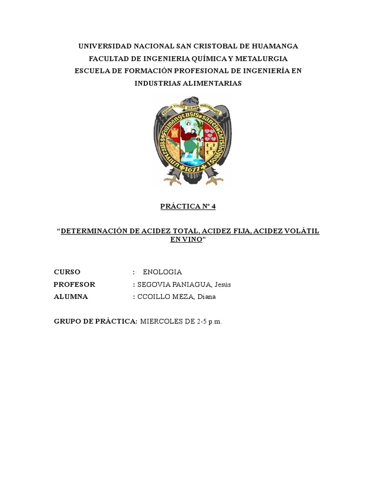 Determinación de Acidez Total, Acidez Fija, Acidez Volátil y PH en Vino ...