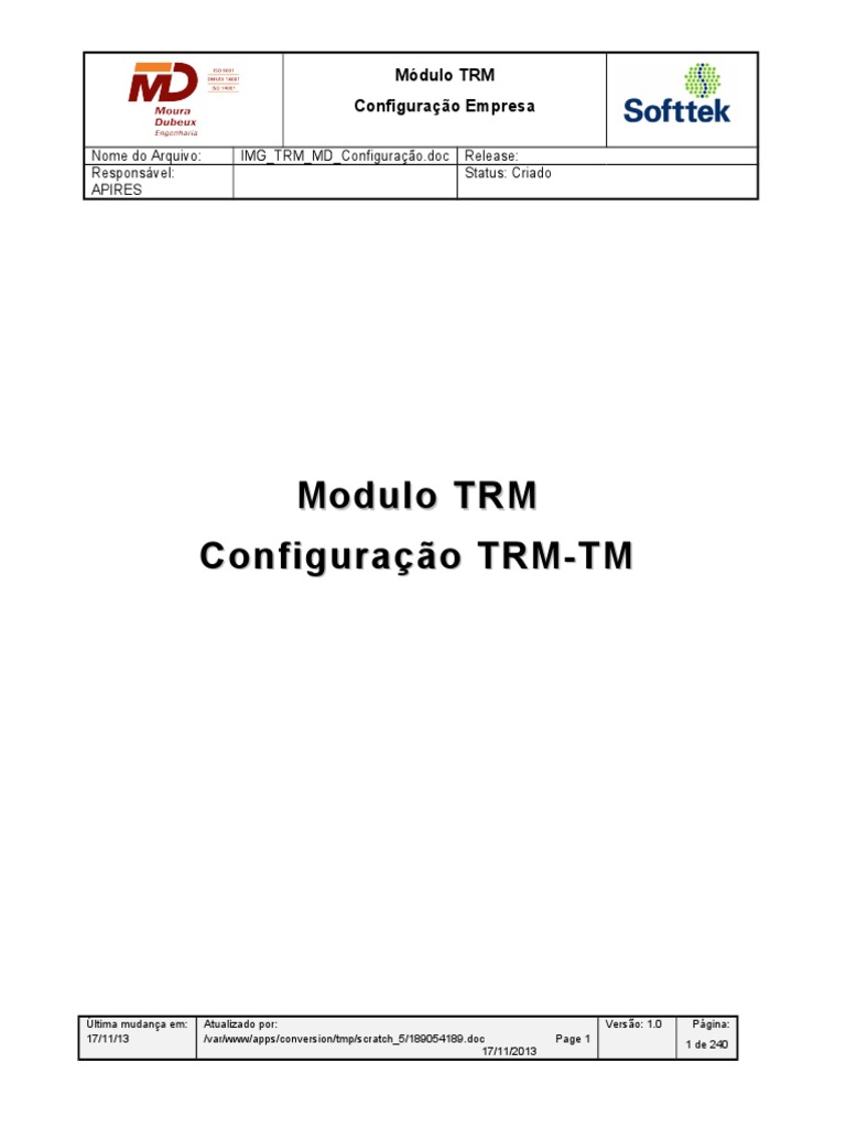 Manual TRM Configuracao | PDF | Juros | Cadeia de suprimentos