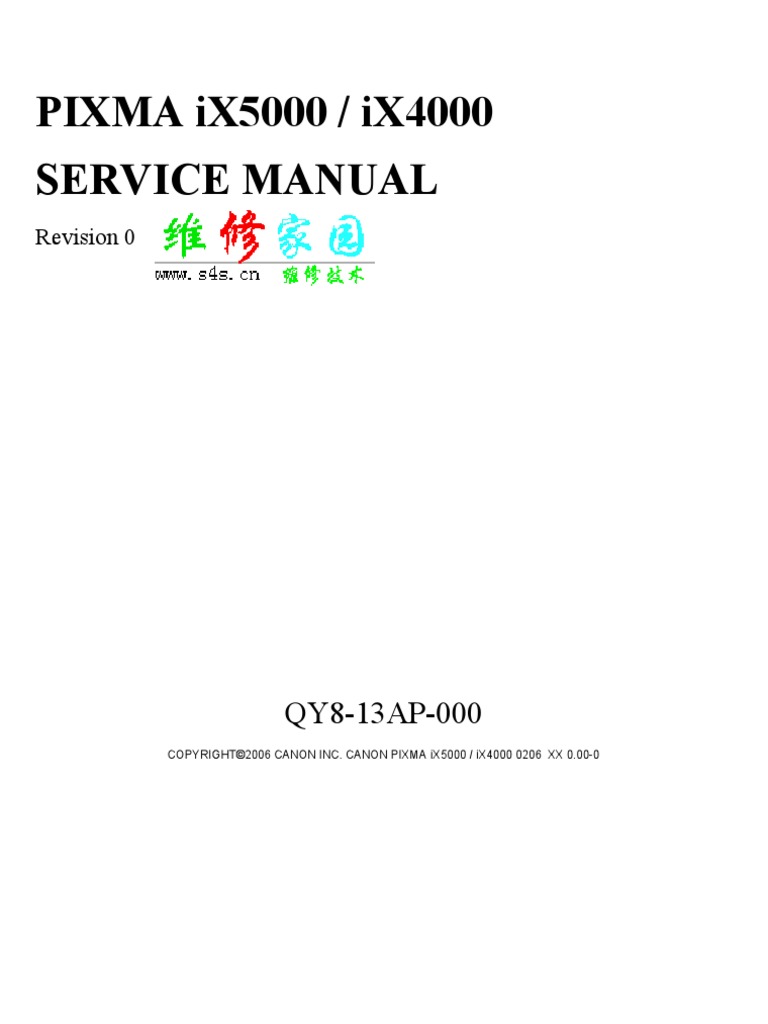 Canon PIXMA Ix5000 Ix4000 Service Manual | PDF | Printer (Computing ...