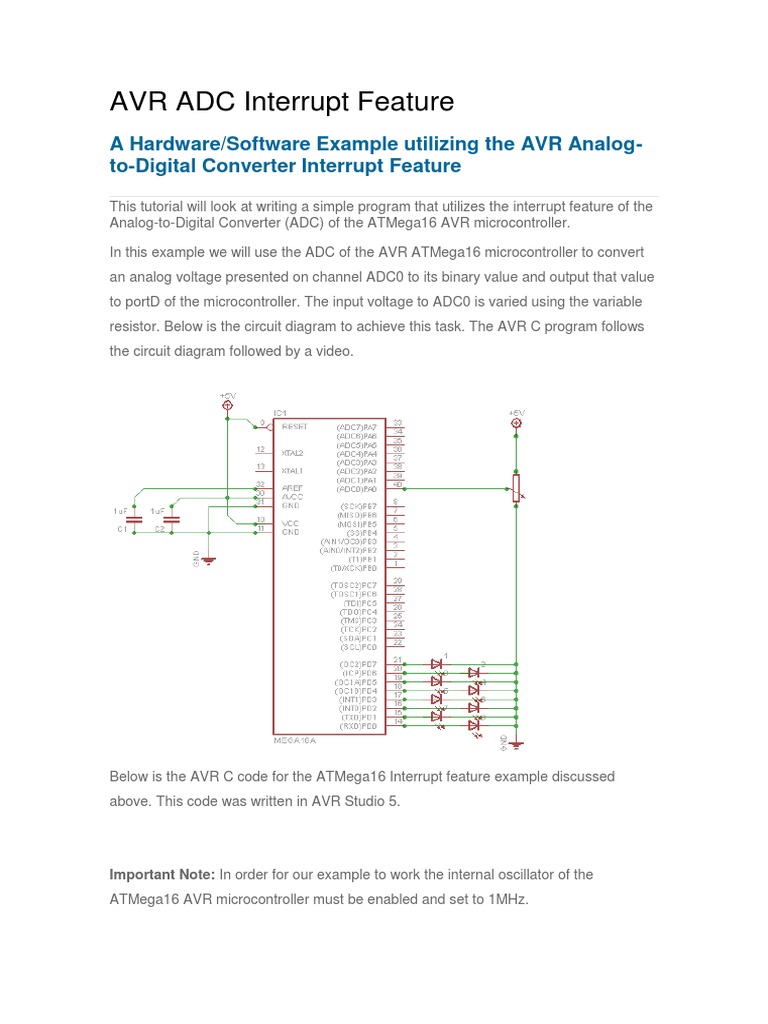 AVR ADC Interrupt Tutorial | PDF | Computers | Technology & Engineering