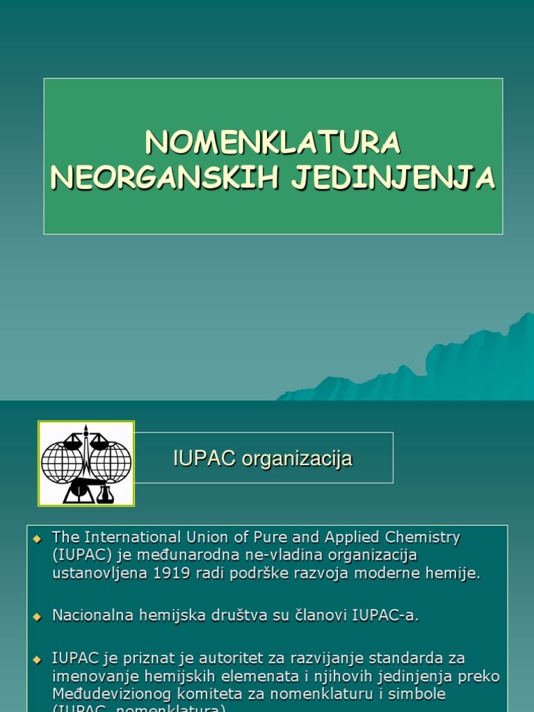 IV Nomenklatura Neorganskih Jedinjenja | PDF