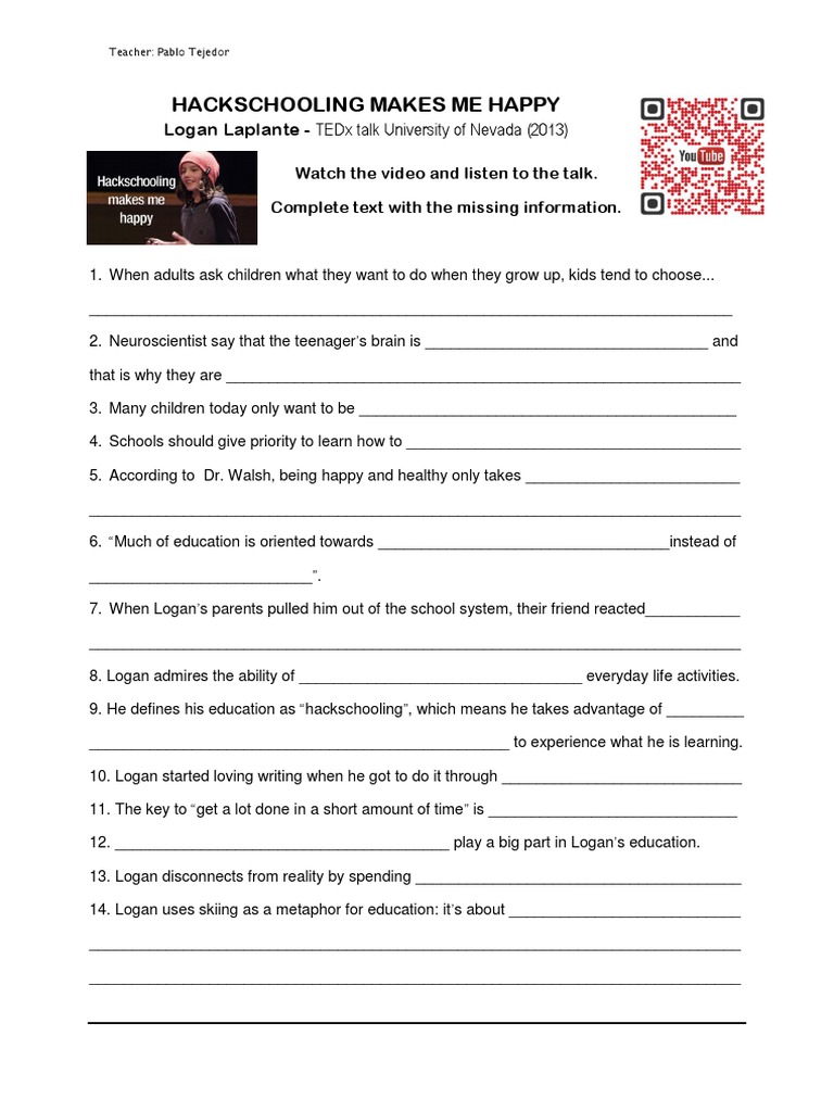 Video Worksheet - Hackschooling PDF | PDF