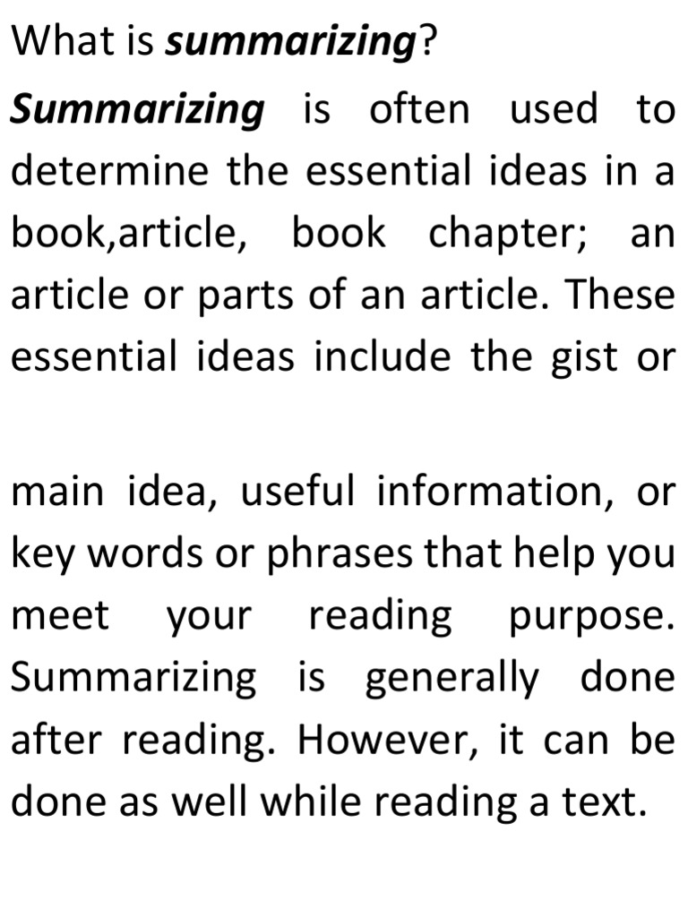 What Is Summarizing | Download Free PDF | Books | Word