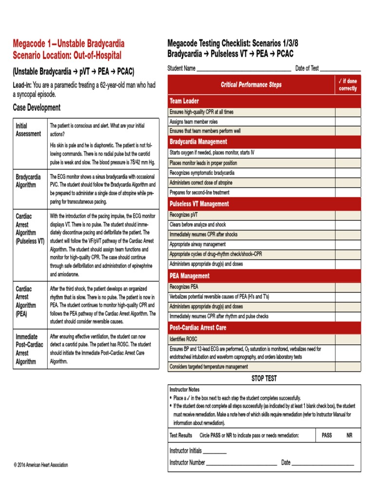 Megacode Testing Scenarios Pdf Cardiopulmonary Resuscitation