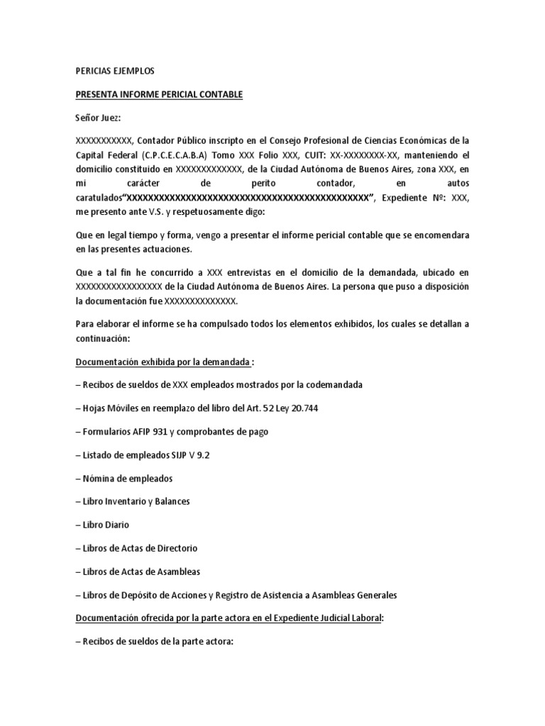 Modelo Informe Pericial | PDF | Testigo experto | Apelación
