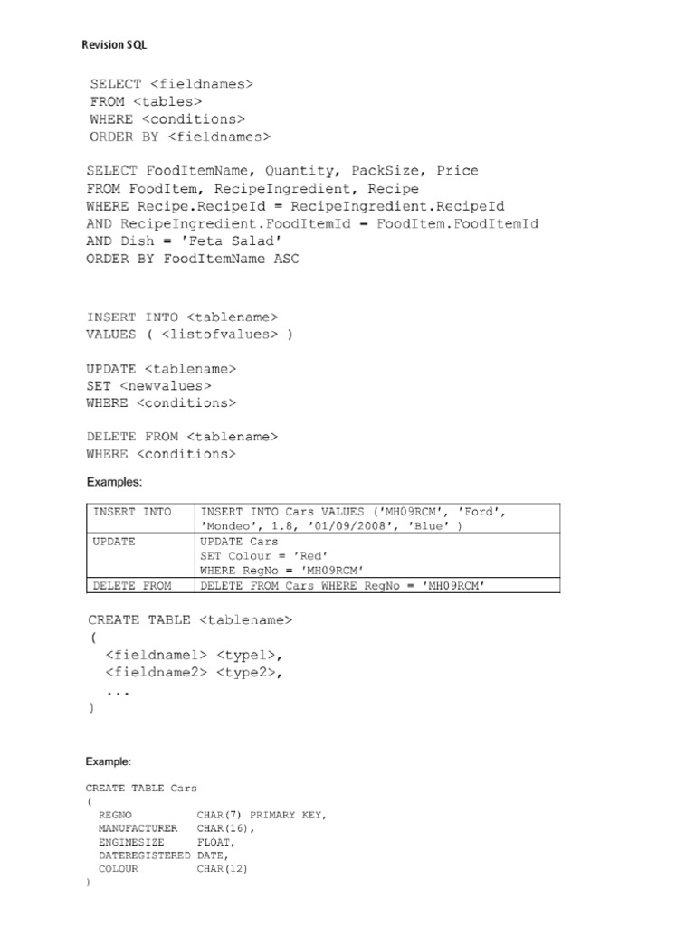 Revision SQL | PDF