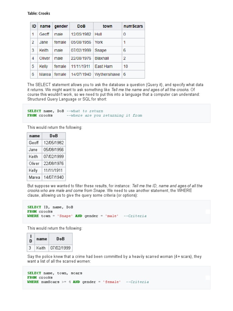Database SQL | PDF | Computer Data | Data Management