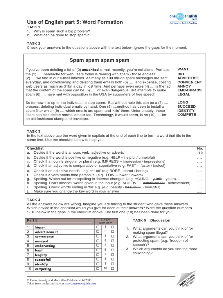 Word Formation PDF | Download Free PDF | Email Spam | Spamming
