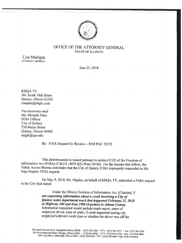 IL Attorney General Letter | PDF