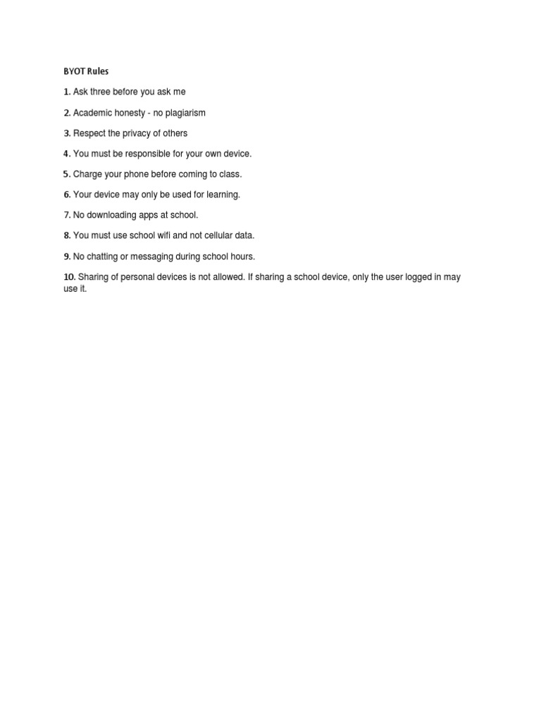 Byot Rules | PDF