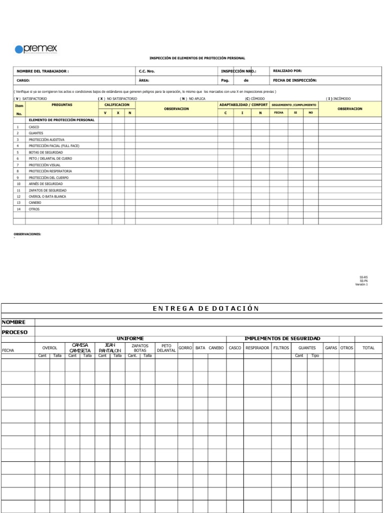 Matriz de EPP para Inspección en Excel | PDF | Ropa