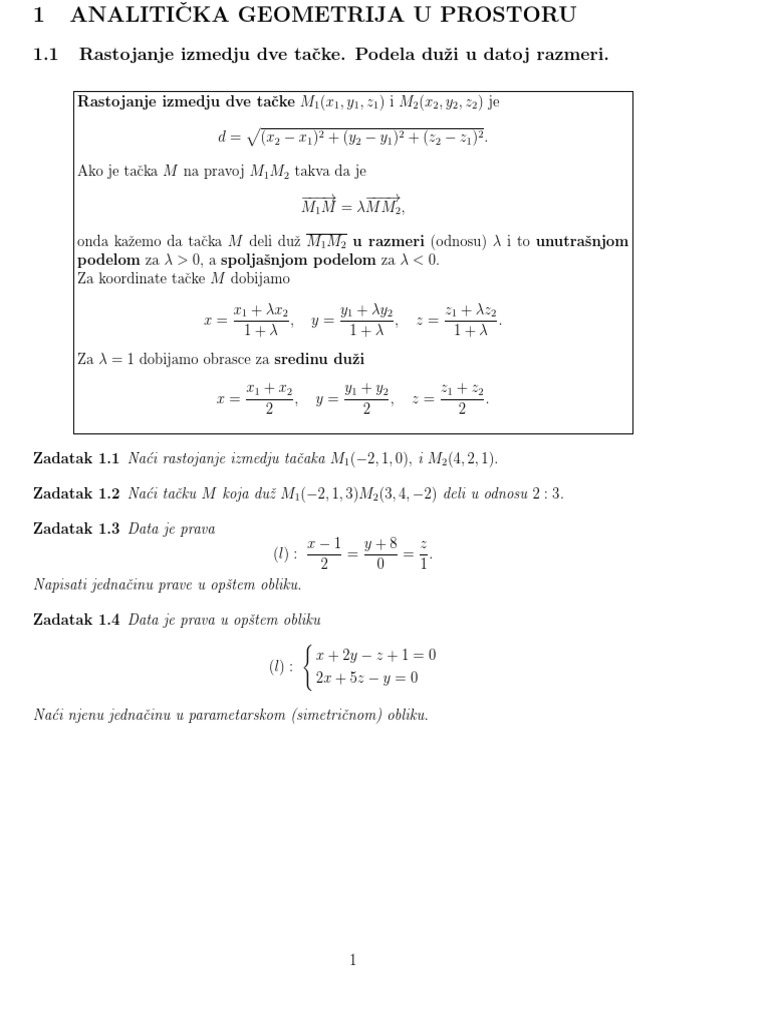 Analiticka Geometrija U Prostoru - BR | PDF