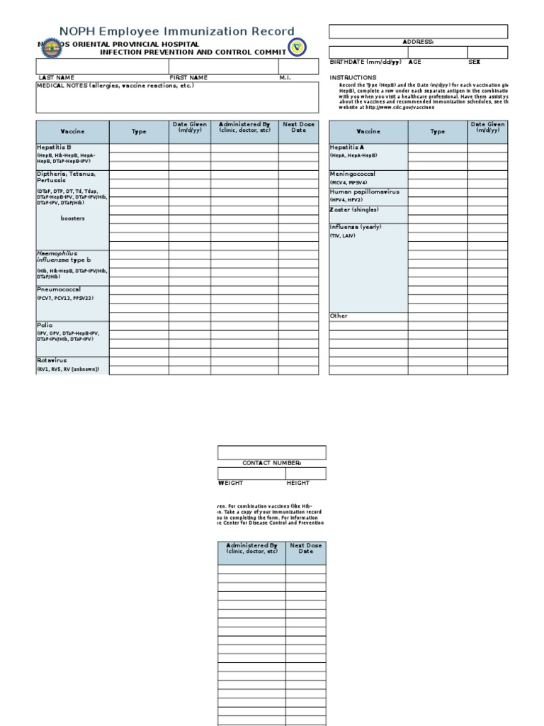 Immunization Record | PDF | Vaccines | Virology