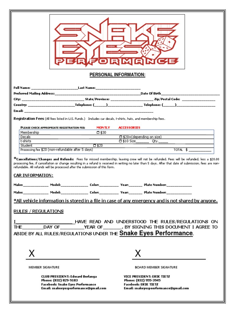 Membership Registration Form Template | PDF | Zip Code | Fee