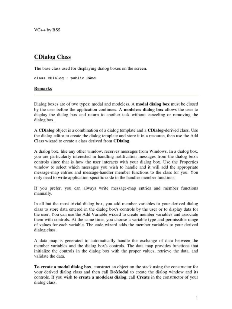 Dialog Based Applications Pdf Dialog Box Method Computer