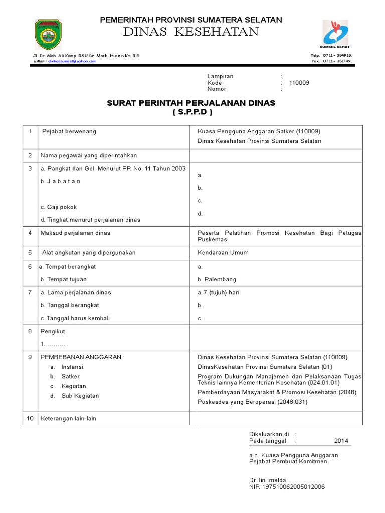 CONTOH SPPD Peserta | PDF