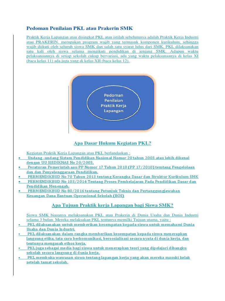 Pedoman Penilaian PKL SMK | PDF