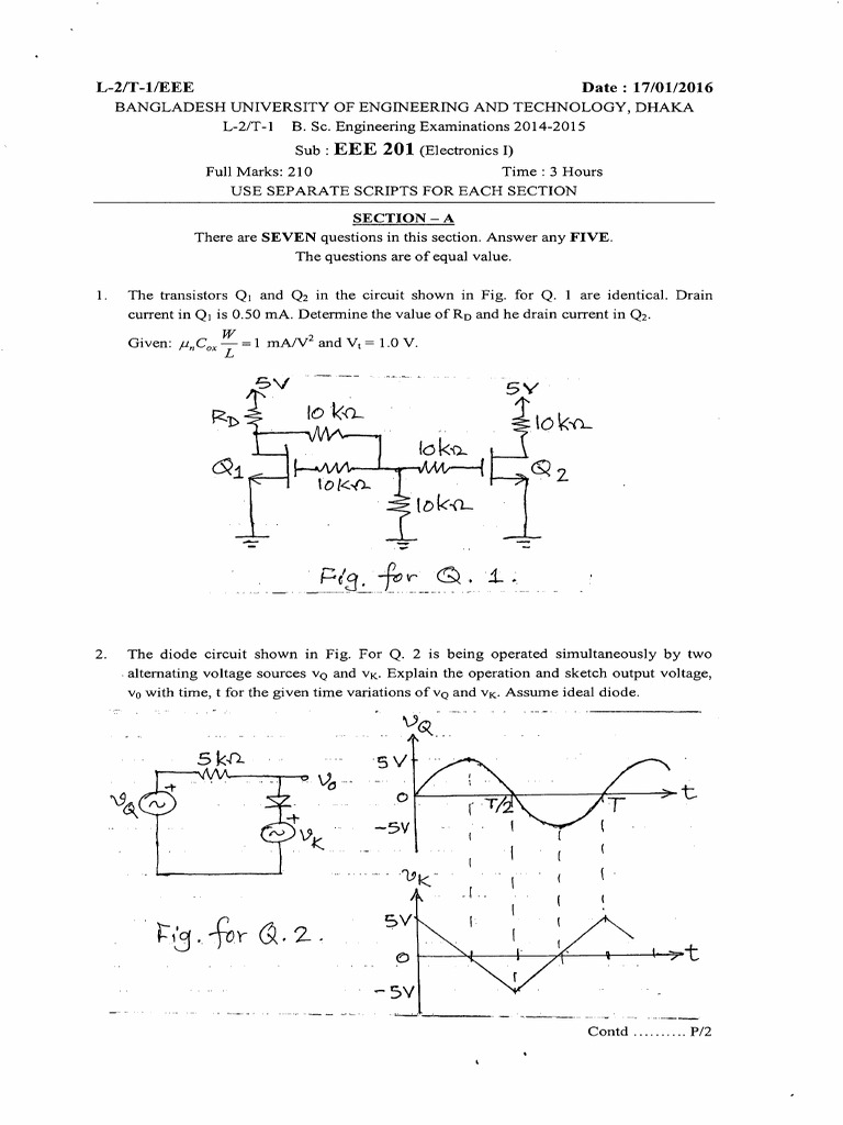 2014-2015 (L-2, T-1) - Eee | PDF | Transformer | Matrix (Mathematics)
