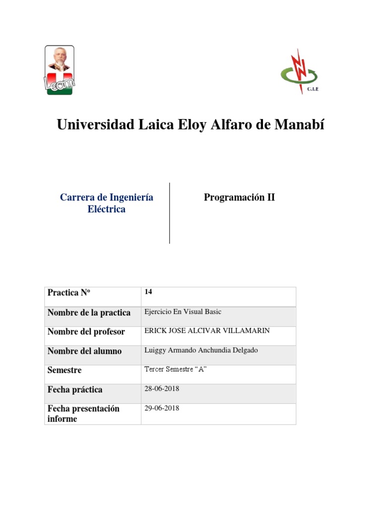 Ejercicio de Programación en Visual Basic | PDF | Básico | Matriz (Matemáticas)