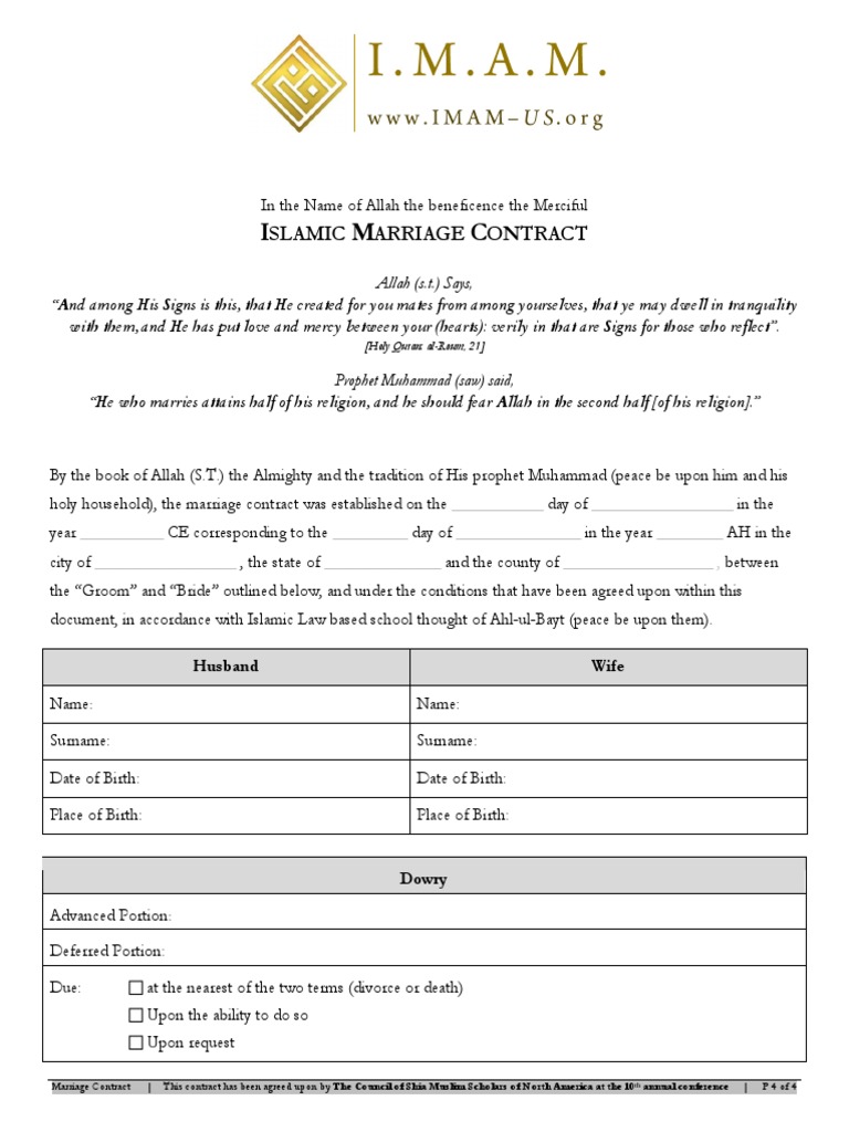 Wedding Contract Template | PDF | Wife | Marriage