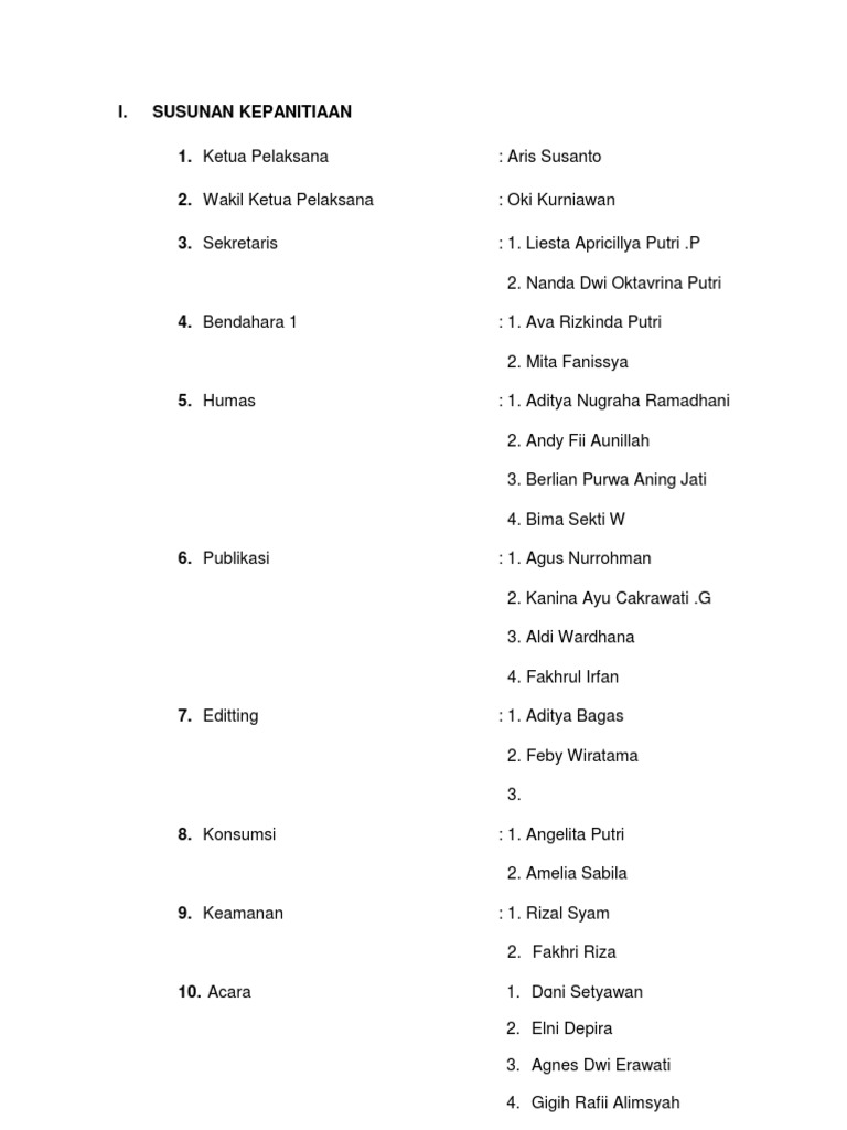 SUSUNAN KEPANITIAAN