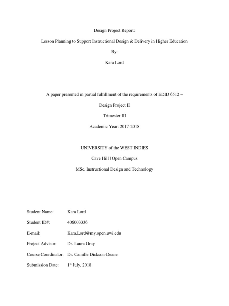 Lordk Edid6512-Design Project Report | PDF | Lesson Plan | Evaluation