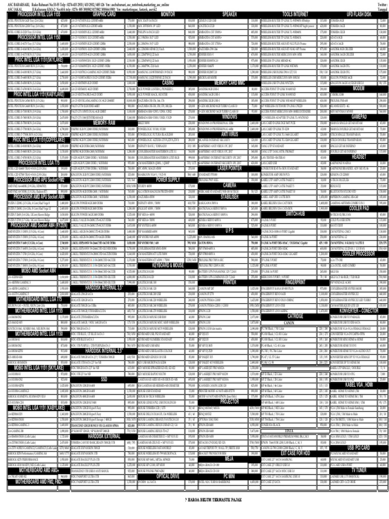 ASC Price List 9 Jul 18 | PDF | Secure Digital | Intel