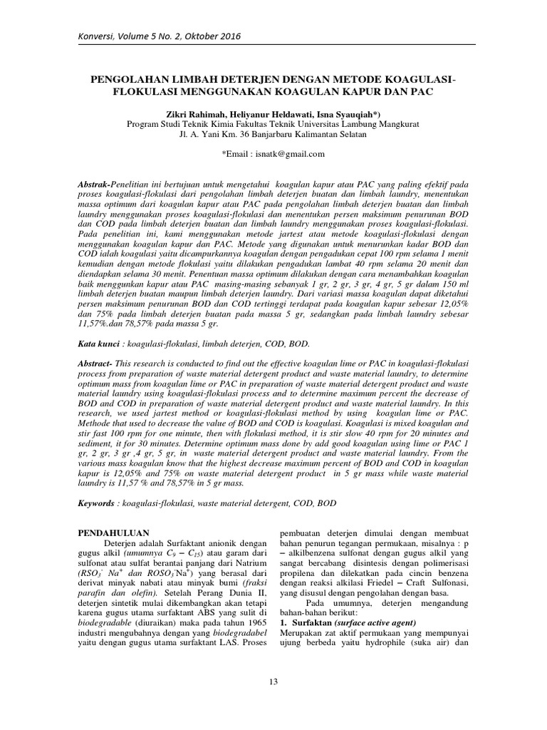 ID Pengolahan Limbah Deterjen Dengan Metode | PDF | Griya & Taman | Sains & Matematika