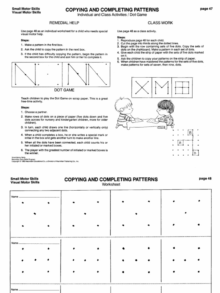 Copying and Completing Patterns - Dot Game 1 | PDF