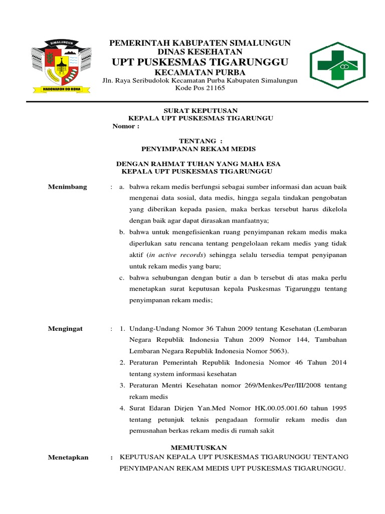 Contoh Sk Tim Rekam Medis Imagesee - Riset