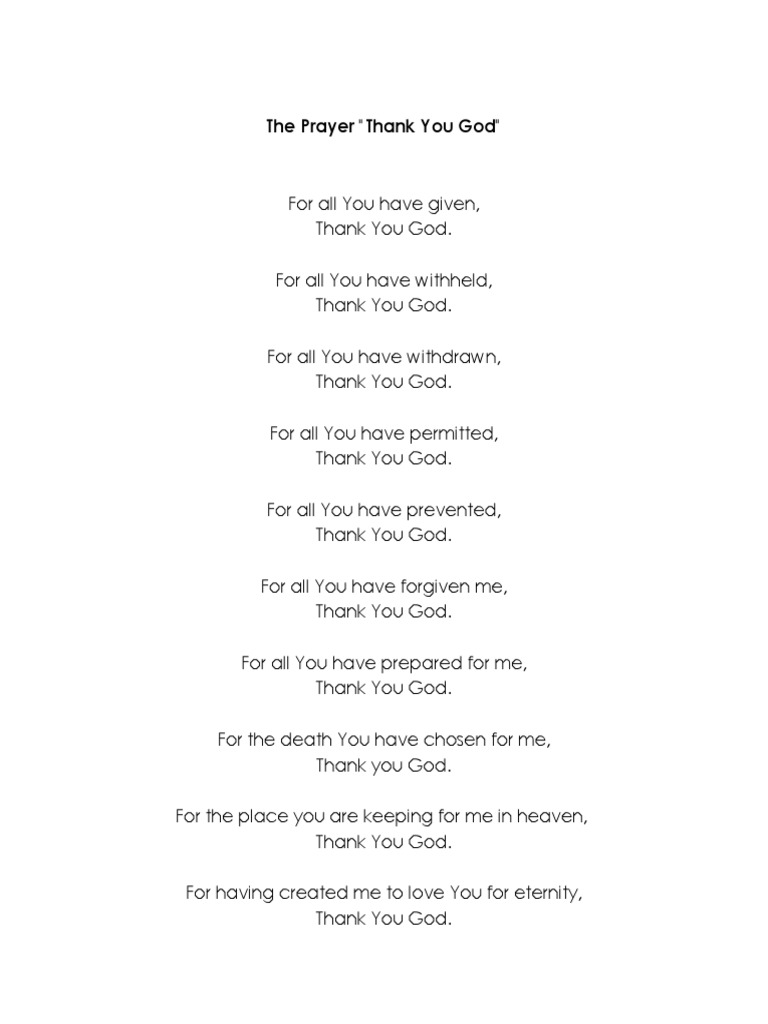 The Prayer "Thank You God" | PDF