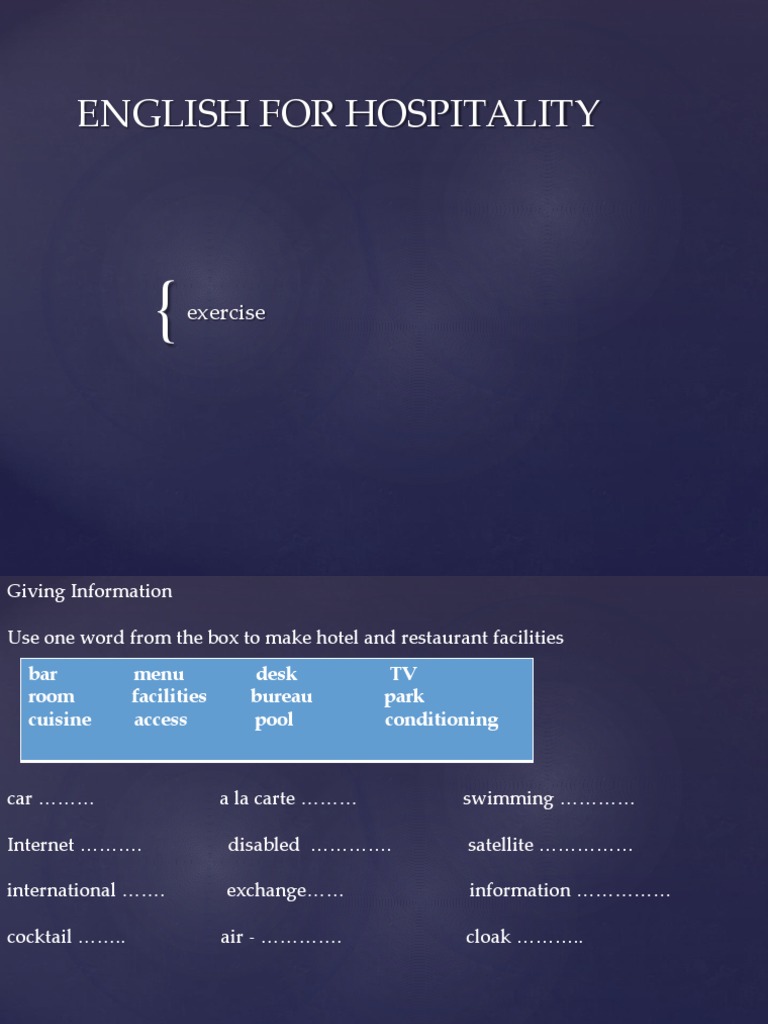 English For Hospitality II | PDF | Waiting Staff | Restaurants