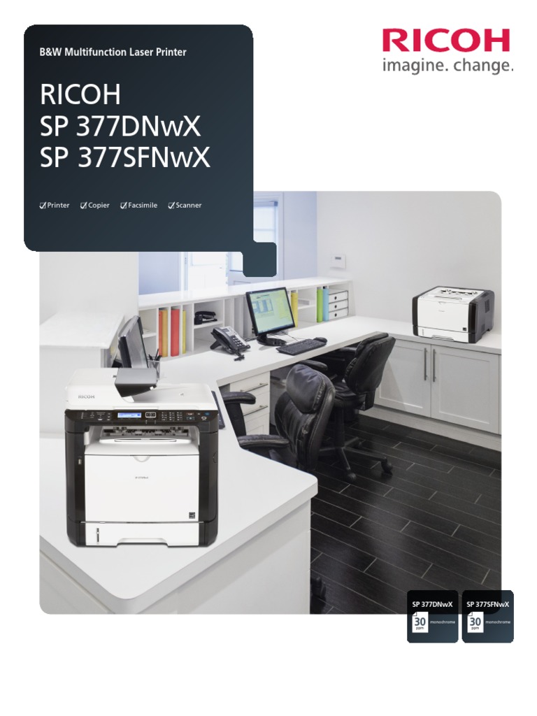 Ricoh SP 377Dnwx SP 377Sfnwx: B&W Multifunction Laser Printer | PDF ...