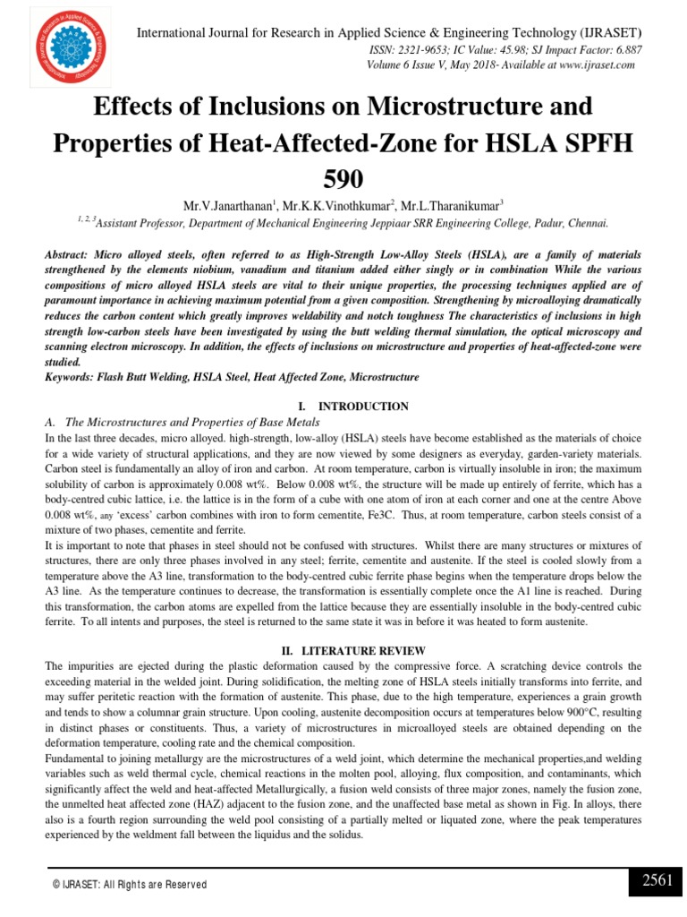 Effects of Inclusions On Microstructure and Properties of Heat-Affected ...