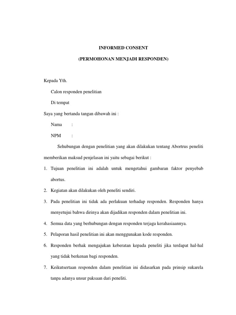 Surat Permohonan Menjadi Responden | PDF