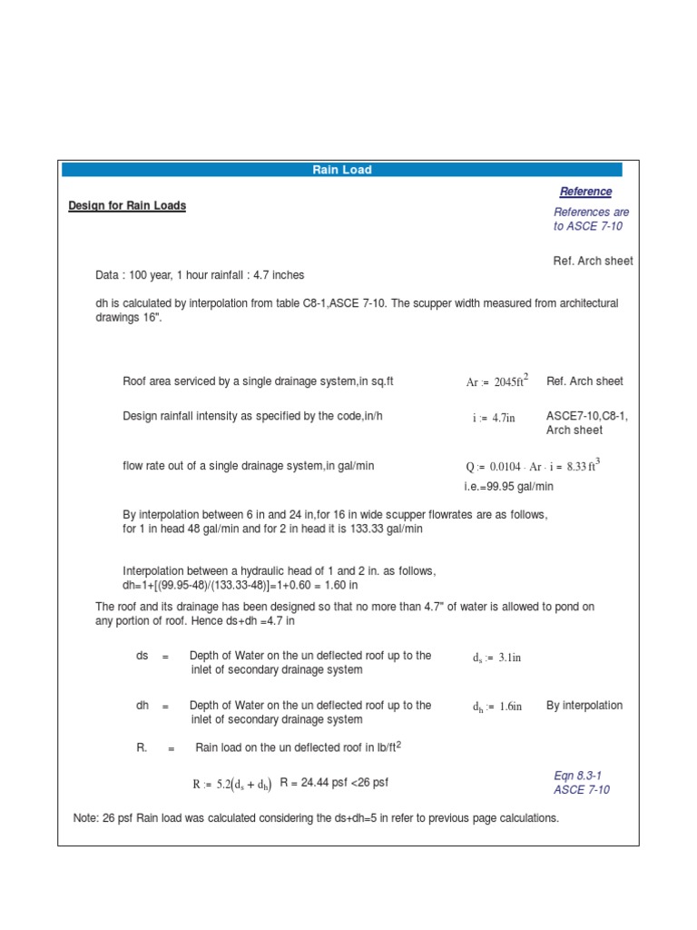 ASCE 7-10 - Rain Load Calculation | Rain | Hydrology