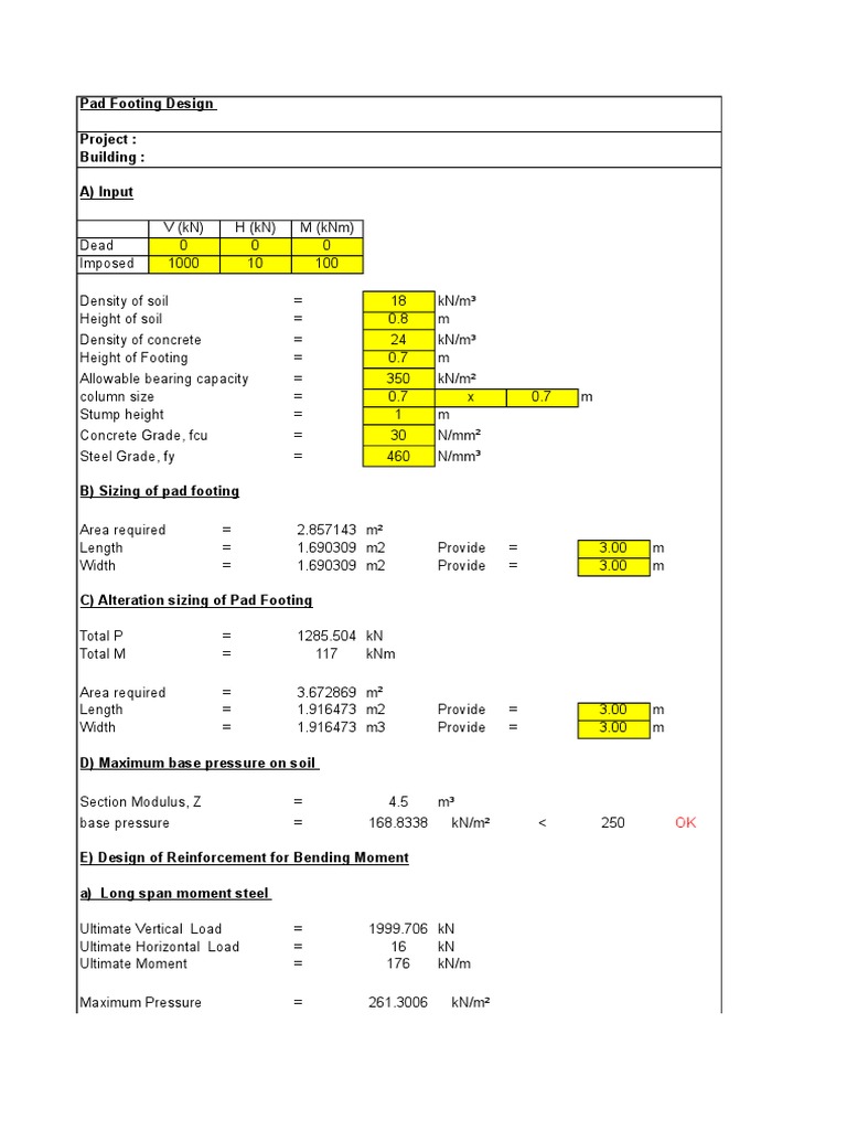 Revised Pad Footing Rev.1 (10.7.2018) | PDF | Column | Civil Engineering