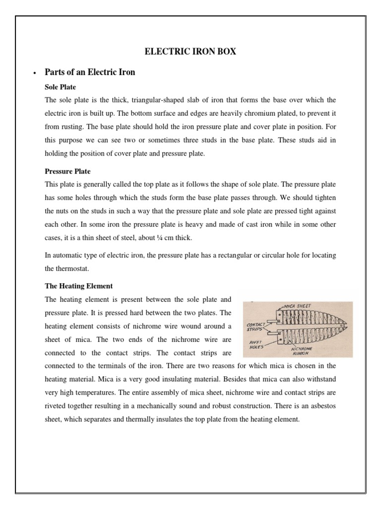 Parts of An Electric Iron | PDF | Thermostat | Incandescent Light Bulb