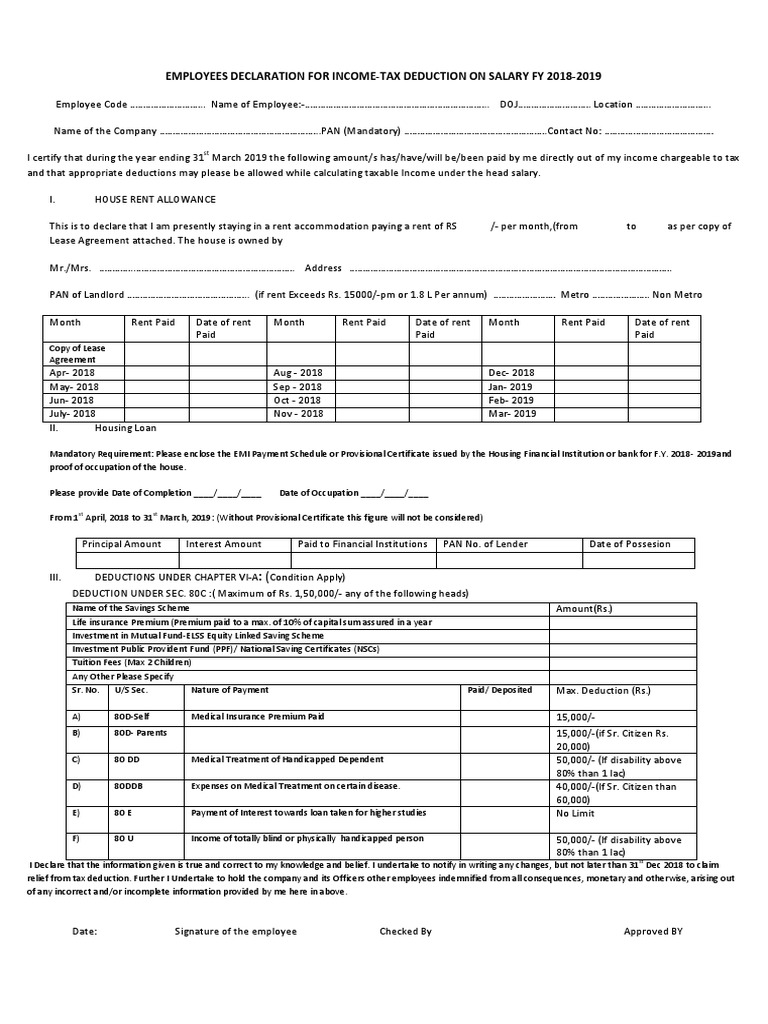 Employees Declaration for Income (1) | Payments | Government Finances ...