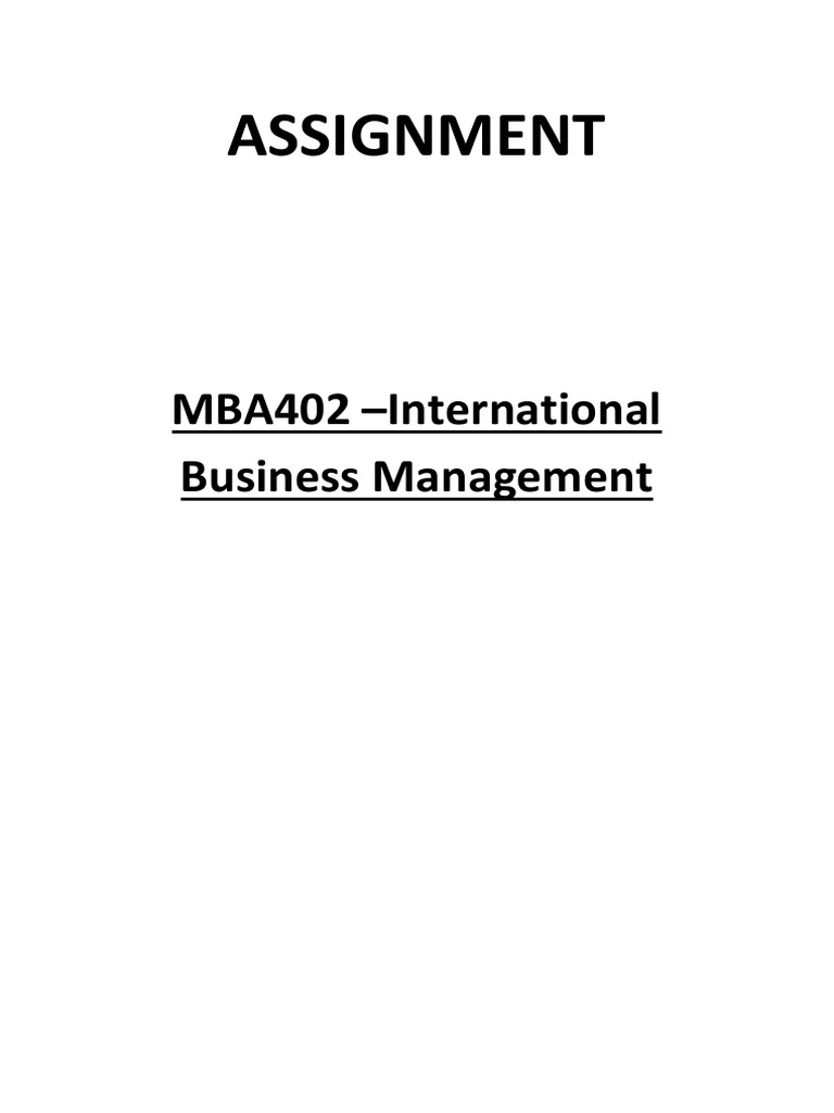 Business Management Assignment | PDF | International Business | World ...