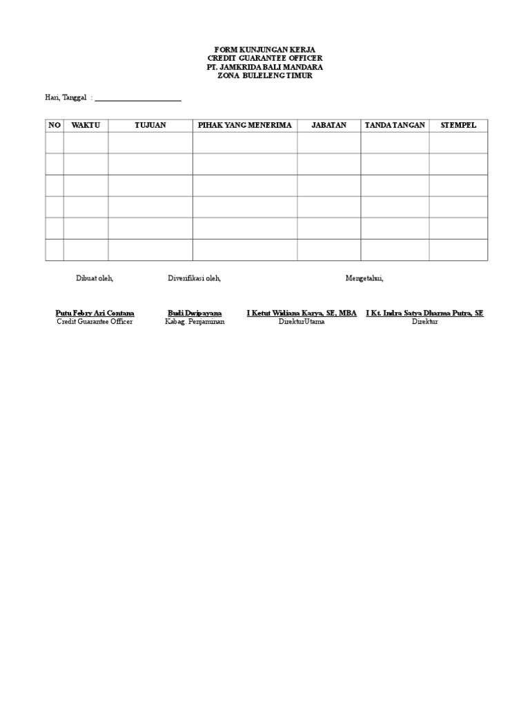 Form Kunjungan Kerja | PDF