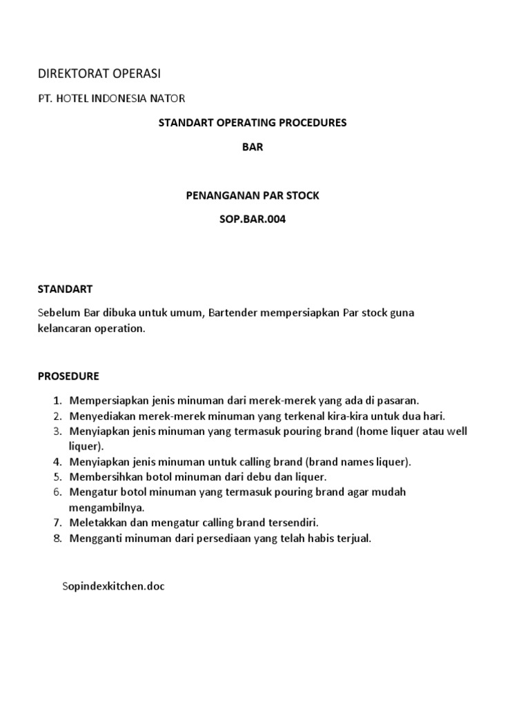 Sop Bar 004 | PDF