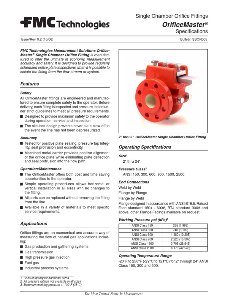 OrificeMaster Single Chamber Orifice Fitting | PDF | Pipe (Fluid ...