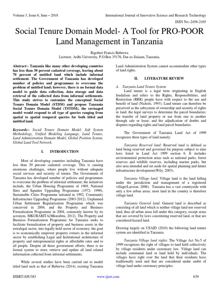 Social Tenure Domain Model - A Tool For PRO-POOR Land Management in ...