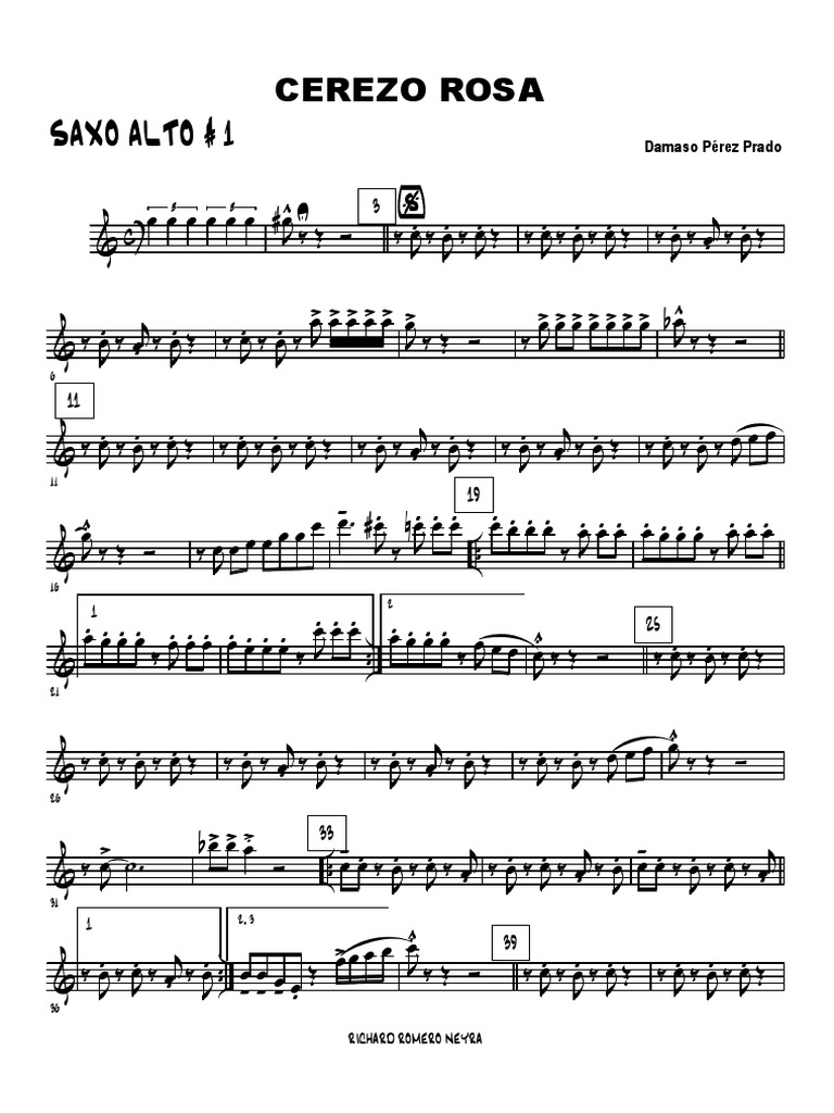 Cerezo Rosa - Alto Saxophone 1 | PDF
