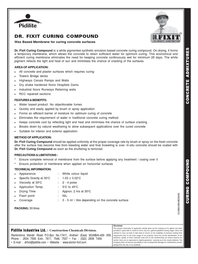 Curing Compound | PDF | Concrete | Materials