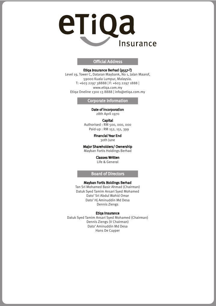 Etiqa Insurance Berhad Corporate Info | PDF | Malaysia | Business