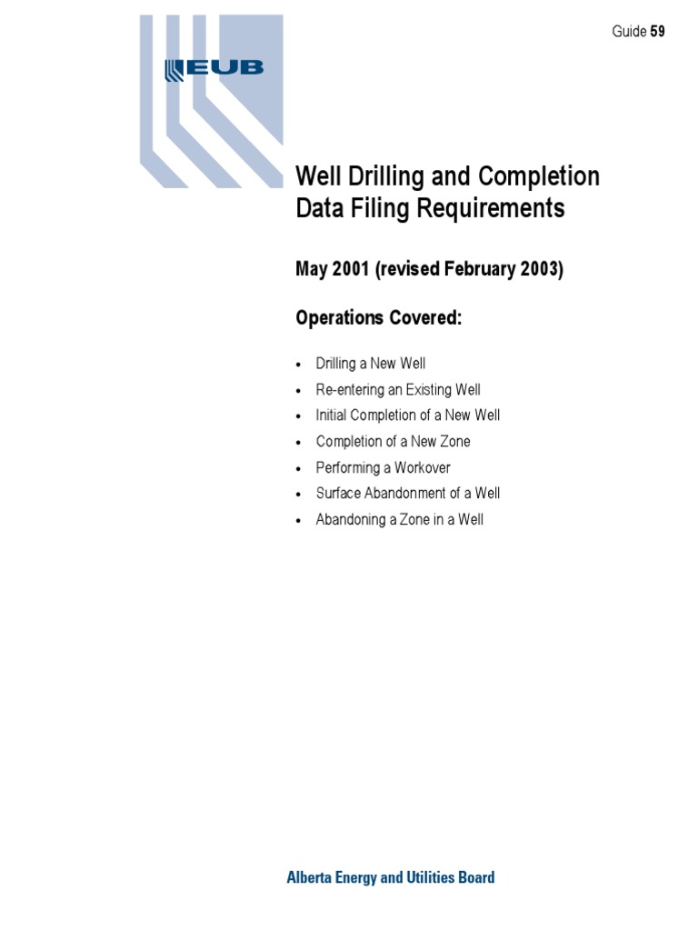 Well Drilling Data Filing Guide | PDF | Casing (Borehole) | Oil Well