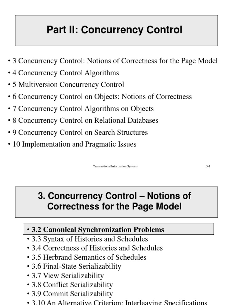 Part II: Concurrency Control: Transactional Information Systems 3-1 ...