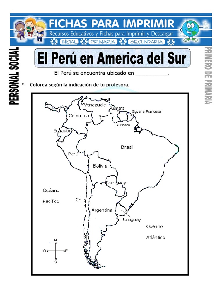 Ficha de El Perú en América Del Sur para Primero de Primaria | PDF